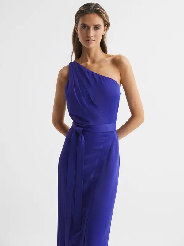REISS Flora Off-the-shoulder Satin Midi Dress