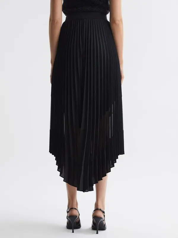 REISS Dina Pleated Asymmetric Midi Skirt