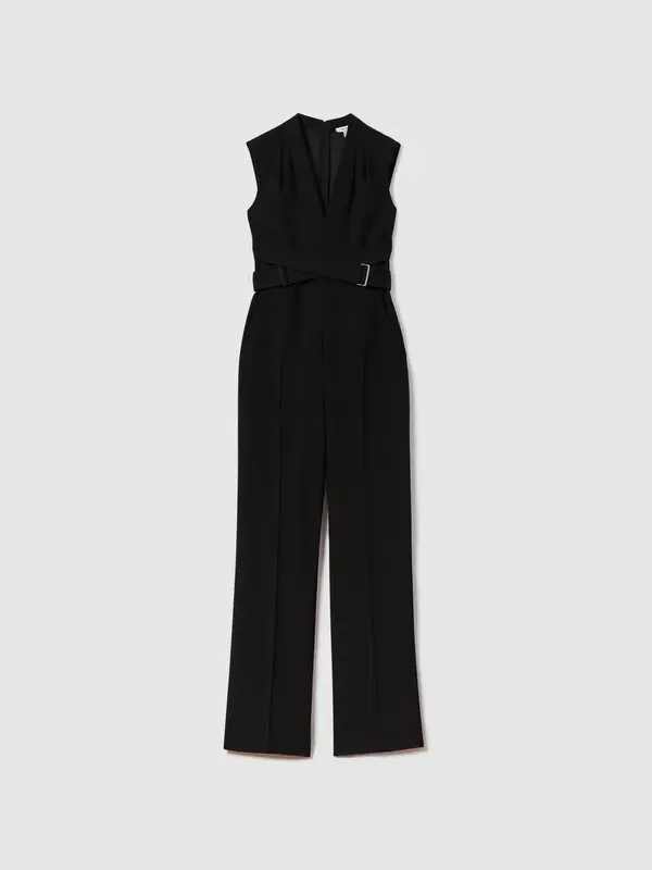 REISS Riyo Fitted Belt Strap Jumpsuit