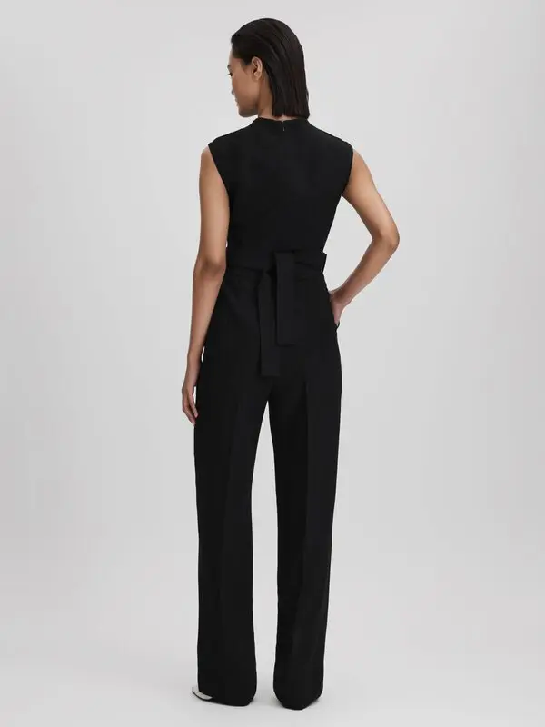 REISS Riyo Fitted Belt Strap Jumpsuit