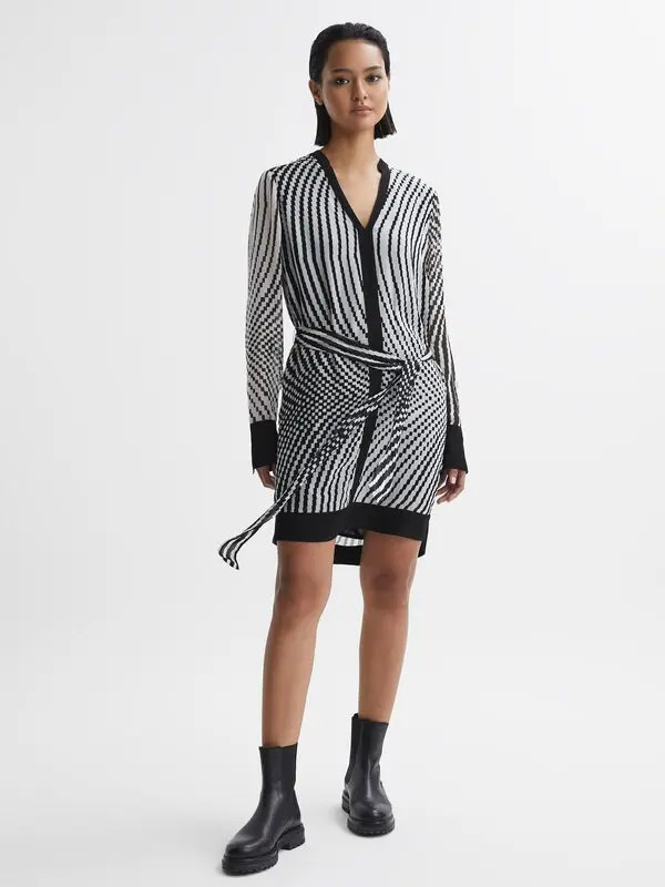 REISS Check Belted Mini Dress