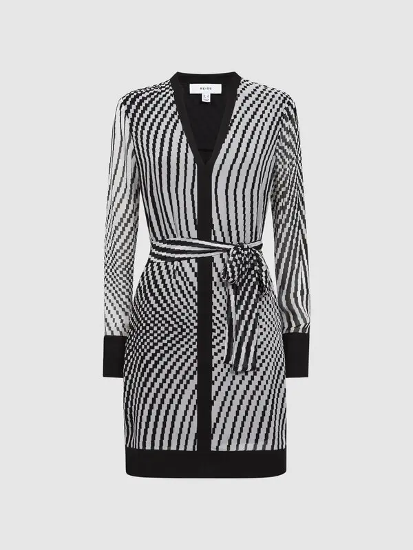 REISS Check Belted Mini Dress