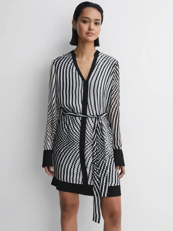 REISS Check Belted Mini Dress