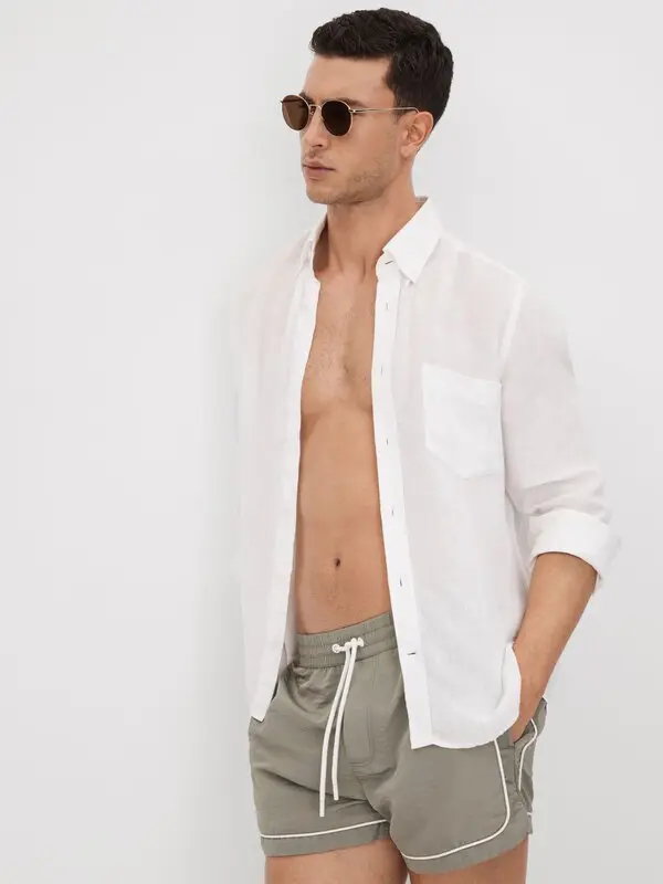 REISS Azure Piped Drawstring Swim Shorts