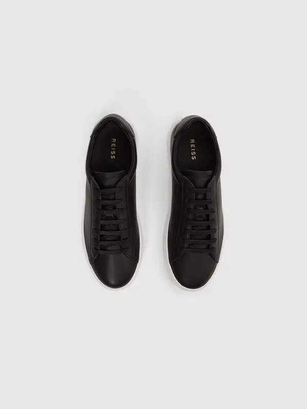 REISS Finley Leather Trainers - Black