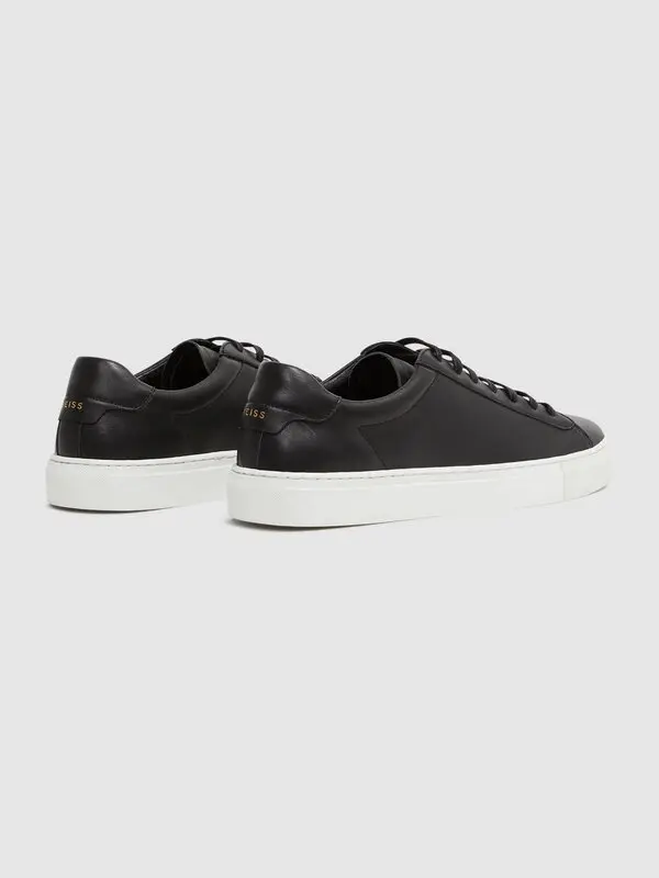 REISS Finley Leather Trainers - Black