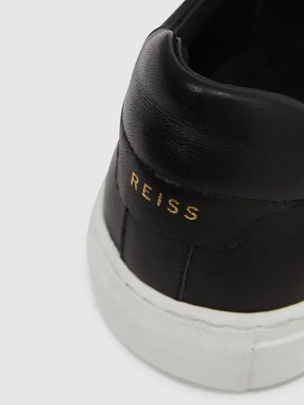 REISS Finley Leather Trainers - Black