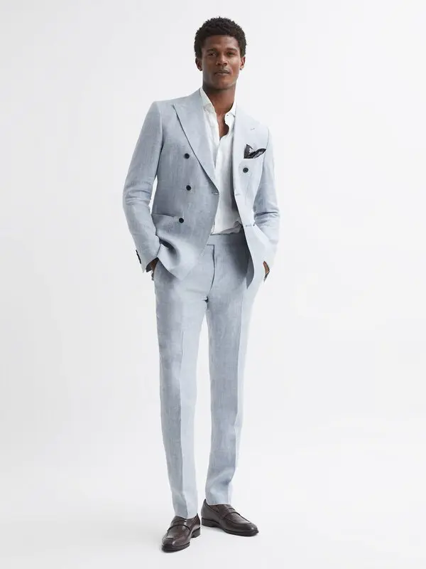 REISS Lagoon Slim Fit Linen Trousers