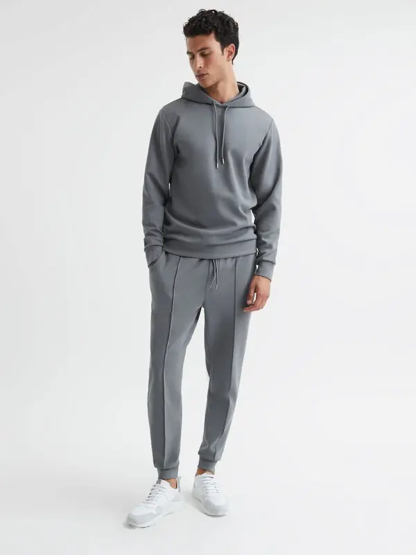 REISS Premier Green Premier Drawstring Jersey Joggers - Sage