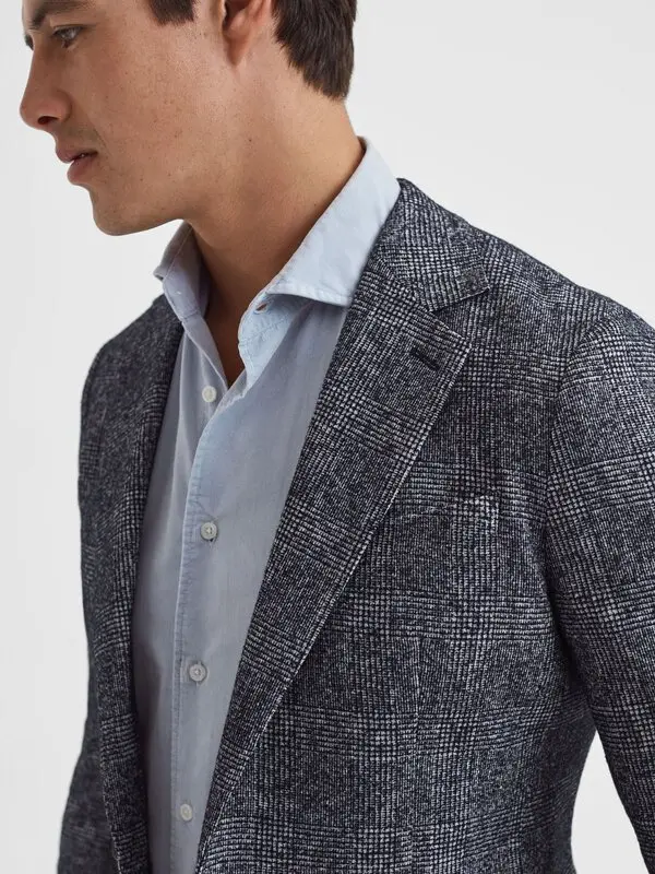 REISS Lindhurst Slim Fit Single Breasted Check Blazer