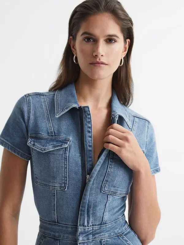 Good American Fit For Success Denim Jumpsuit - Mid Blue