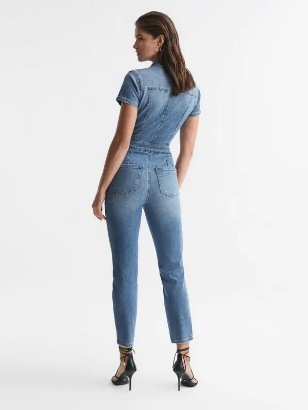 Good American Fit For Success Denim Jumpsuit - Mid Blue