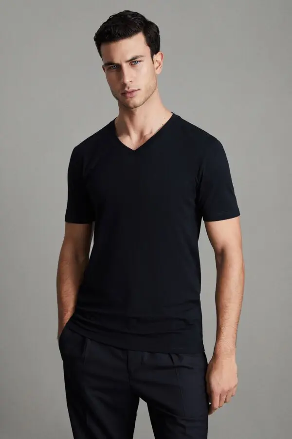 REISS Daytonoxidised Cotton V-neck T-shirt