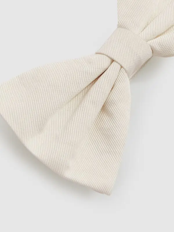 REISS Grosgrain Silk Bow Tie - Cream