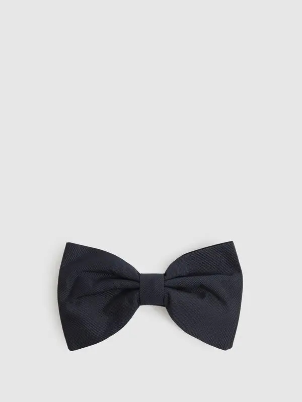 REISS Grosgrain Silk Bow Tie - Navy