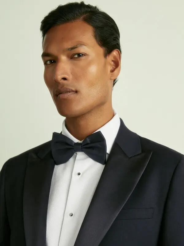 REISS Grosgrain Silk Bow Tie - Navy