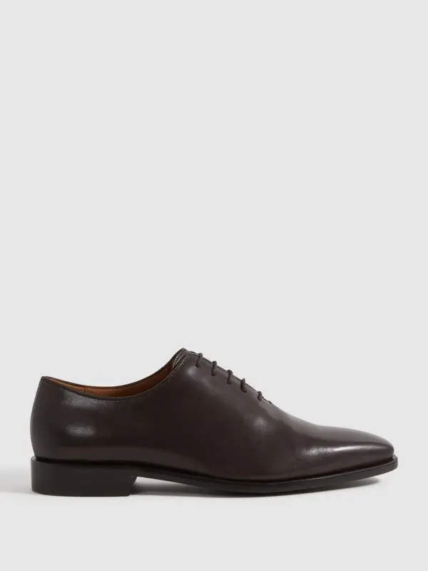 REISS Mead Leather Oxford Shoes - Dark Brown