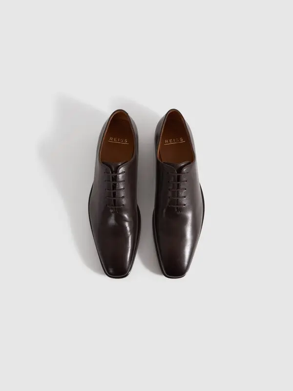 REISS Mead Leather Oxford Shoes - Dark Brown