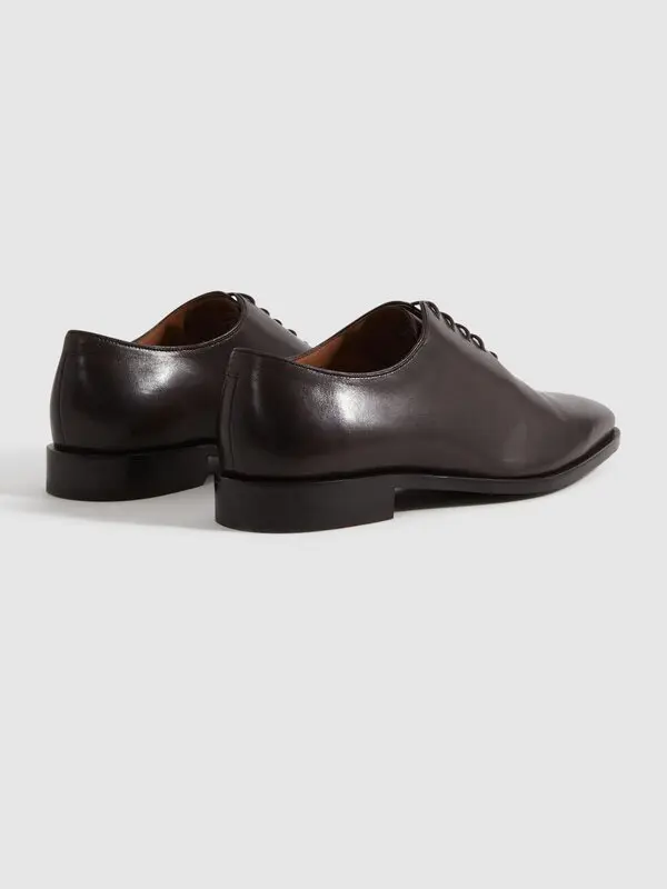 REISS Mead Leather Oxford Shoes - Dark Brown