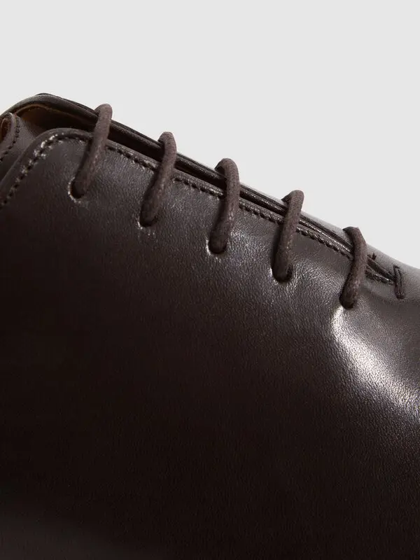 REISS Mead Leather Oxford Shoes - Dark Brown