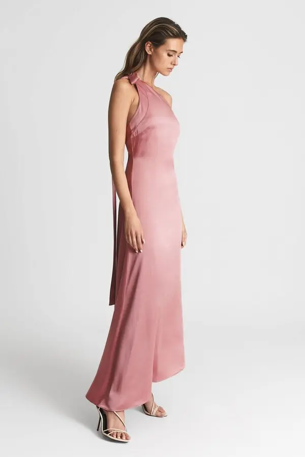 Buy REISS Delphine One Shoulder Asymmetric Maxi Dress - Pink At 68% Off |  Editorialist