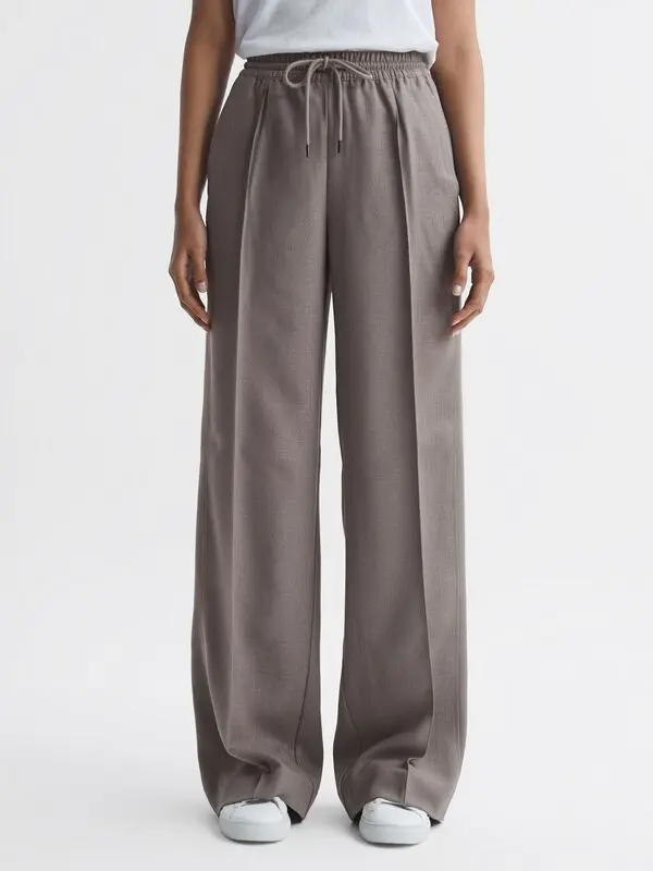REISS Drawstring Wide Leg Trousers