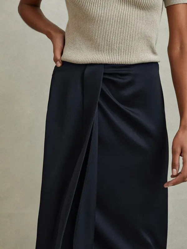 REISS Bella High-rise Wrap Midi Skirt