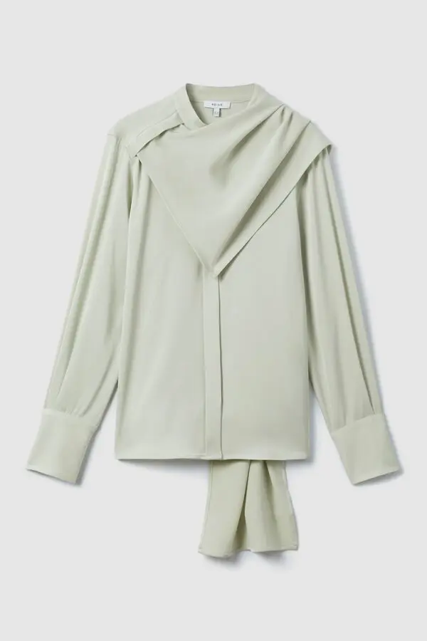 REISS Emilia Satin Shirt With Detachable Scarf