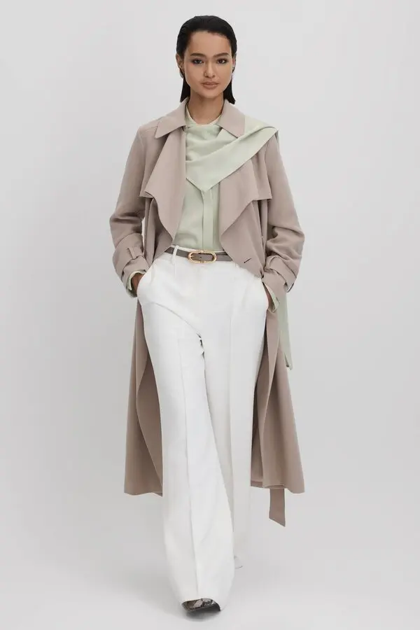 REISS Emilia Satin Shirt With Detachable Scarf