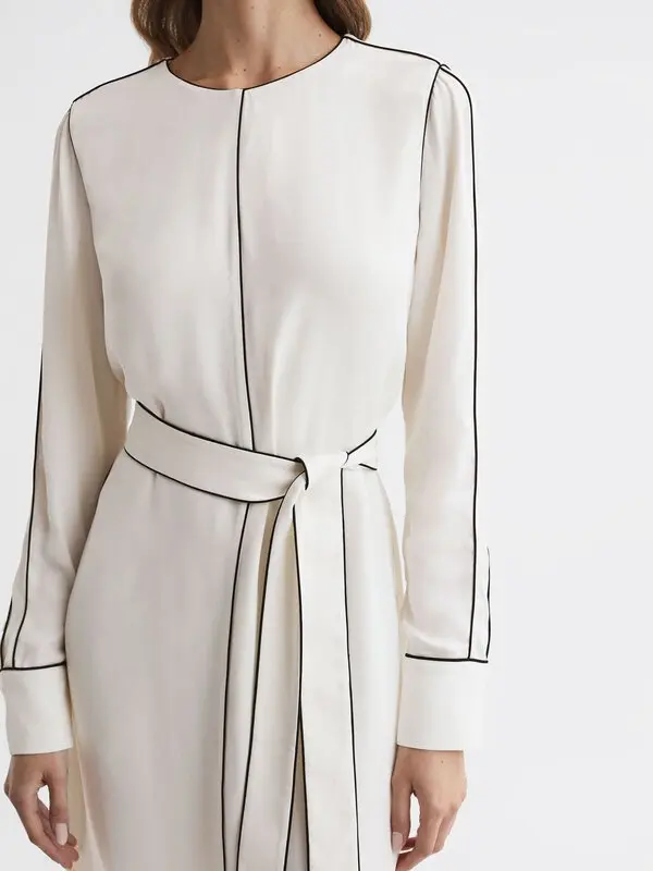 REISS Elainy Belted Trim Dress