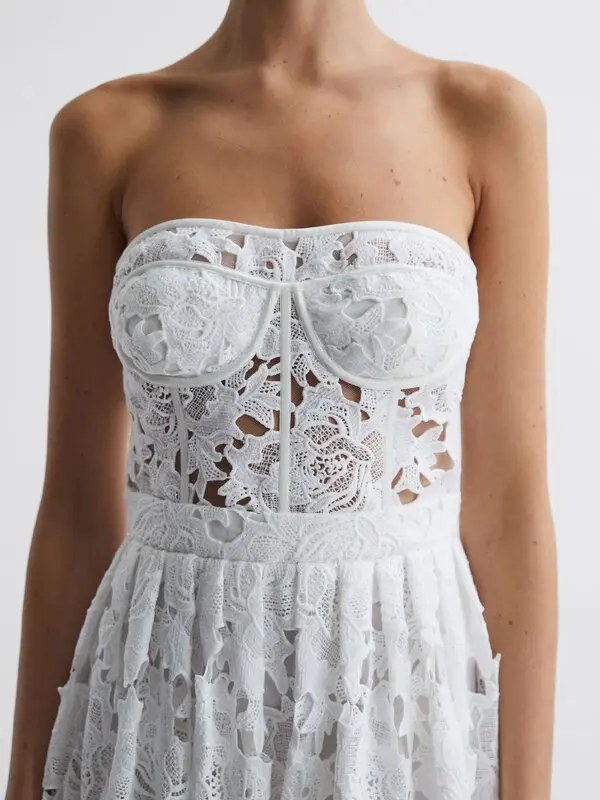 LEO LIN Bustier Lace Midi Dress
