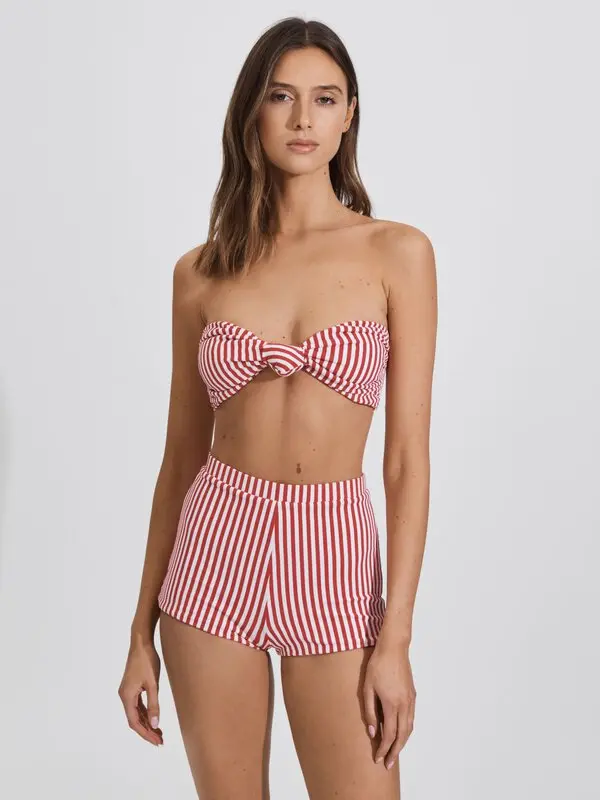 FELLA High Rise Striped Shorts - Red Stripe