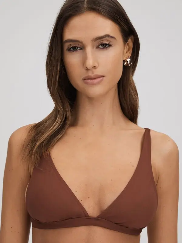 Bondi Born Plunge Neck Bikini Top - Copper