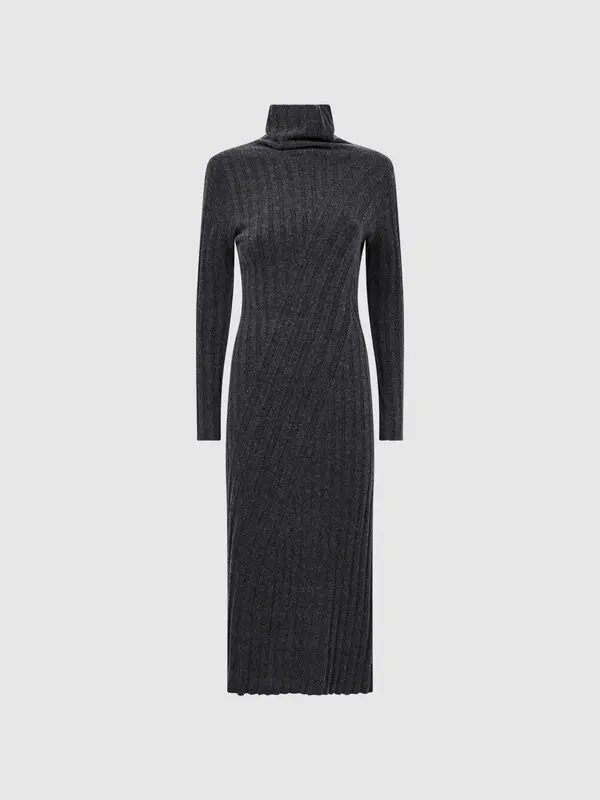REISS Cady Knitted Roll Neck Midi Dress
