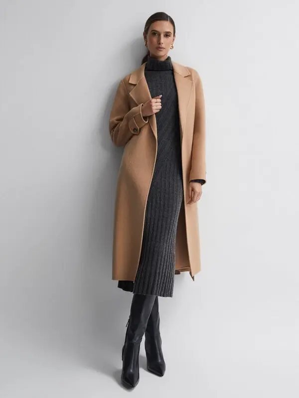 REISS Cady Knitted Roll Neck Midi Dress
