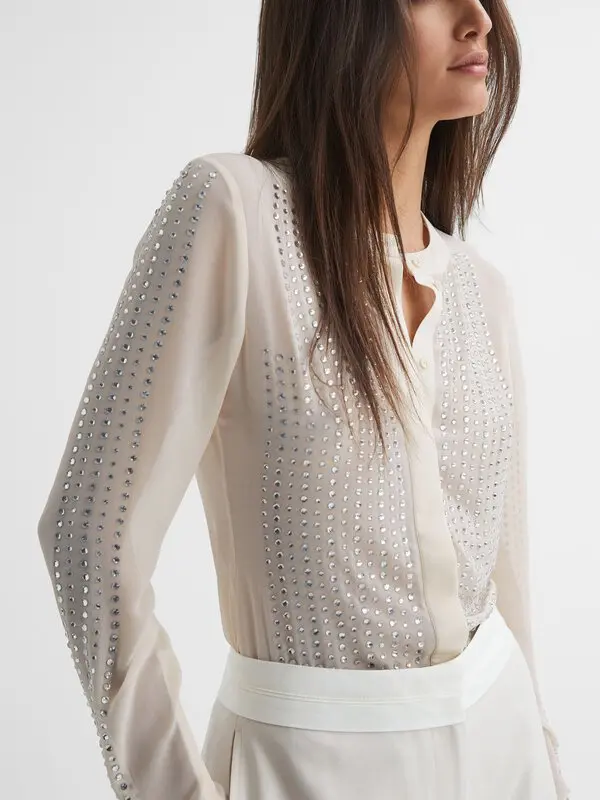 REISS Robyn Embellished Fitted Shirt