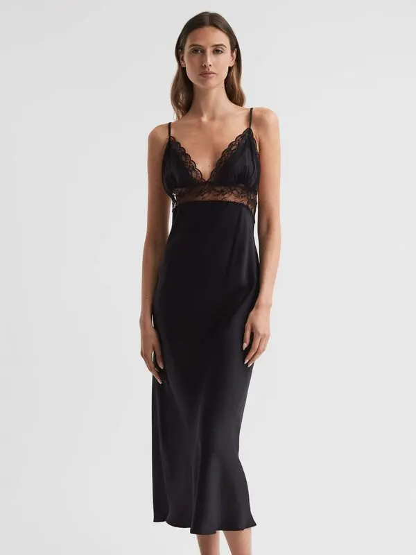 MAISON ESSENTIELE Silk Lace Midi Dress