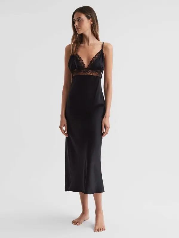 MAISON ESSENTIELE Silk Lace Midi Dress