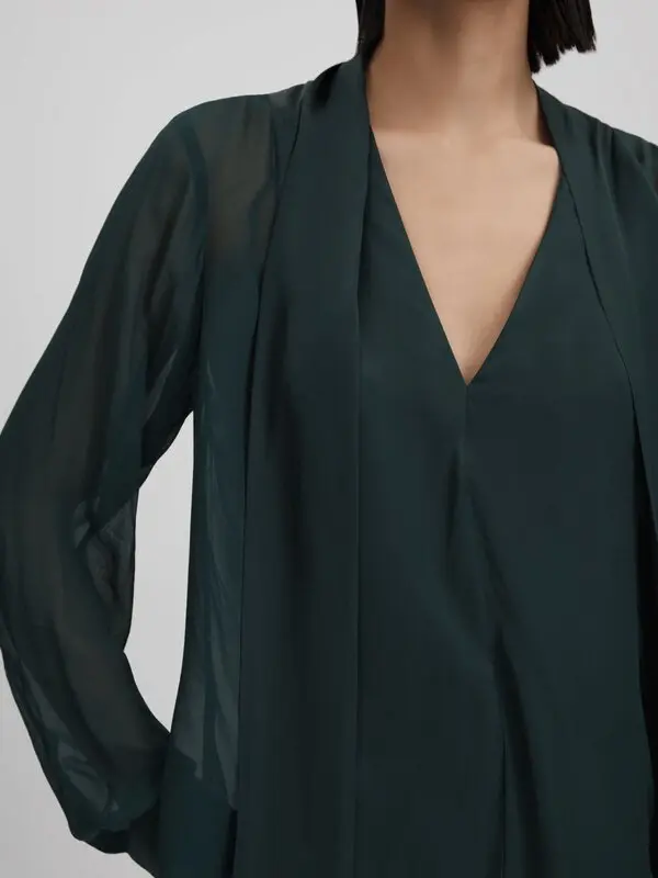 REISS Lula Tie Neck Blouse