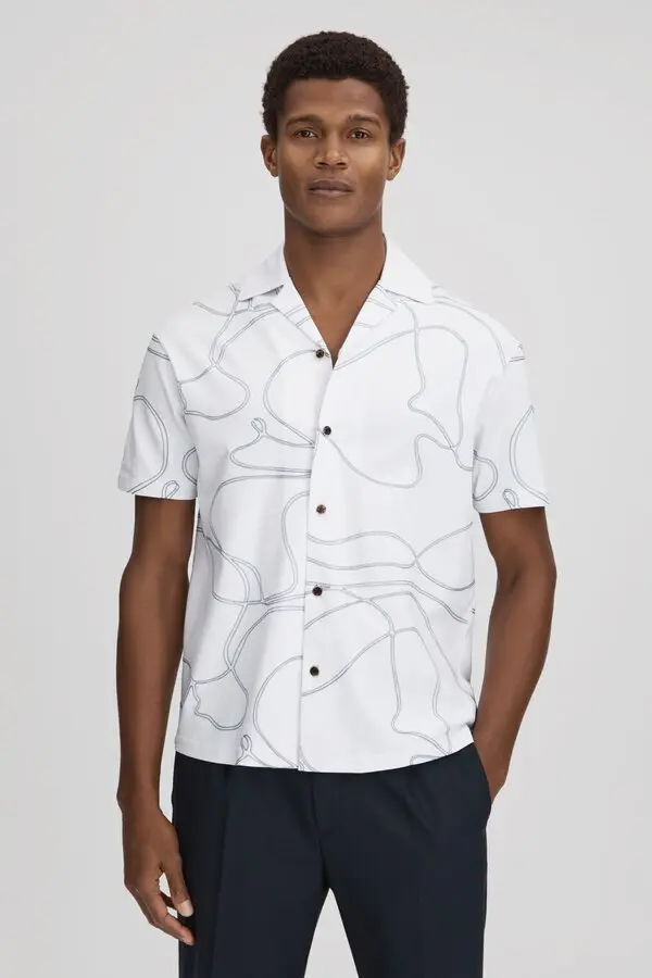 Reiss Menton Cotton Jersey Embroidered Shirt In White/Air Force Blue - 59%  Off | Editorialist