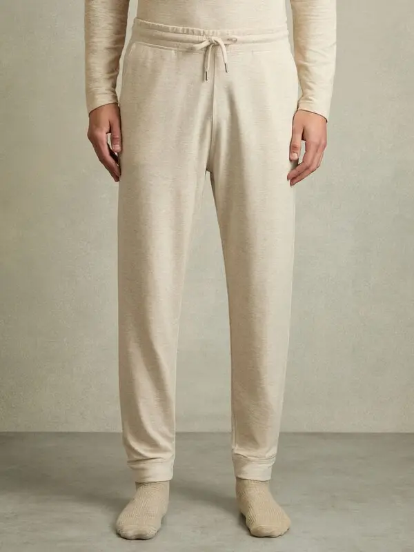 REISS Jose Drawstring Fleece Lined Joggers - Oatmeal Melange