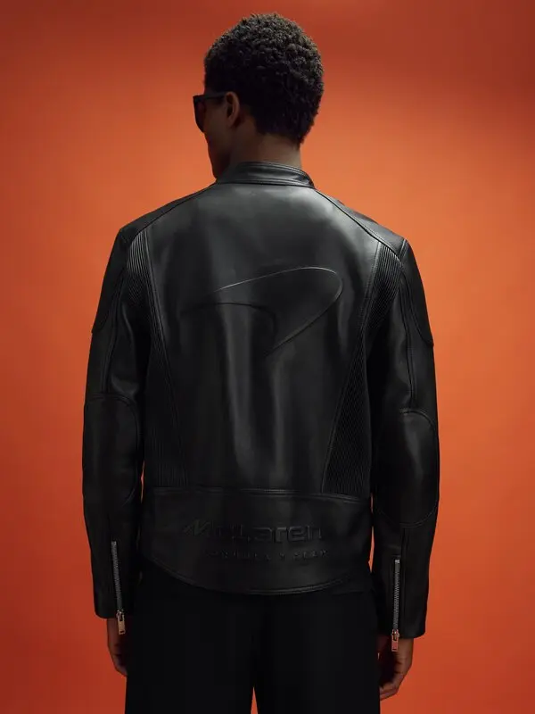 REISS X Mclaren F1 Team Piston Embossed Leather Jacket
