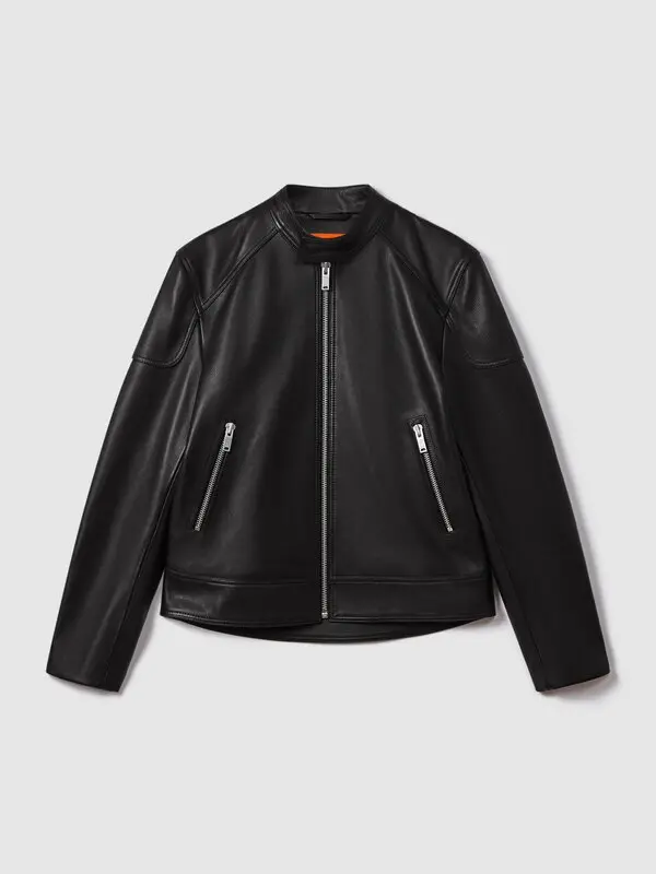 REISS X Mclaren F1 Team Piston Embossed Leather Jacket