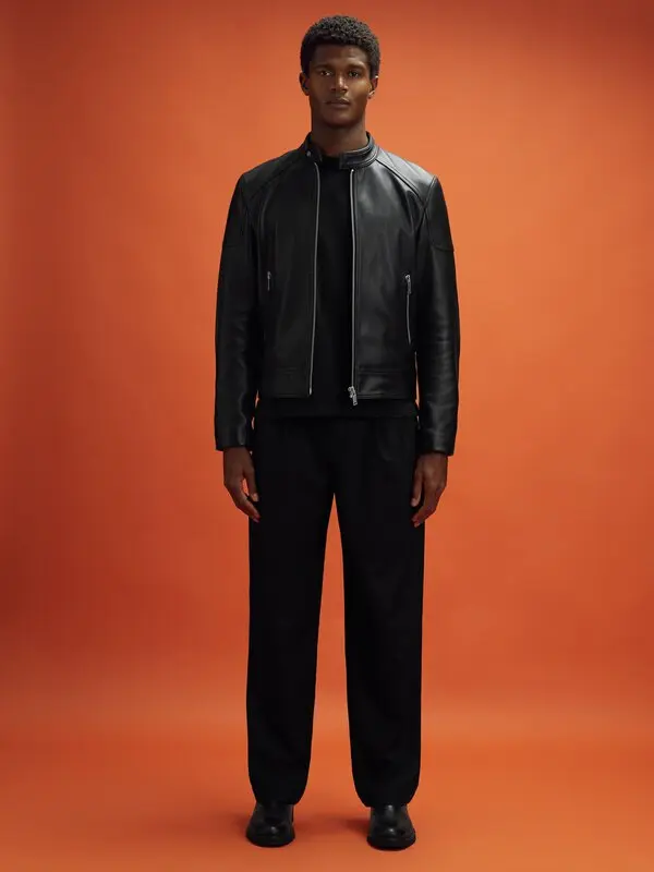 REISS X Mclaren F1 Team Piston Embossed Leather Jacket