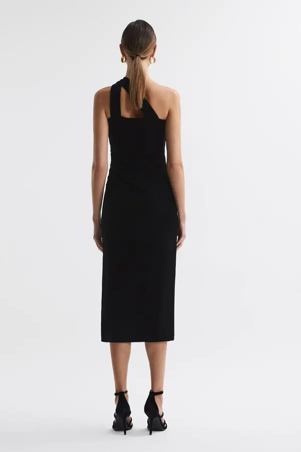 REISS Abbey Velvet One-shoulder Midi Dress