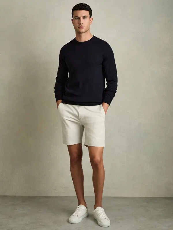 REISS Wicket Regular Length Cotton Chino Shorts - Chalk