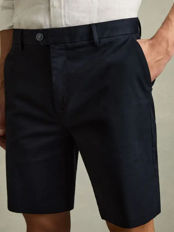 REISS Wicketairforce Short Length Casual Chino Shorts - Navy