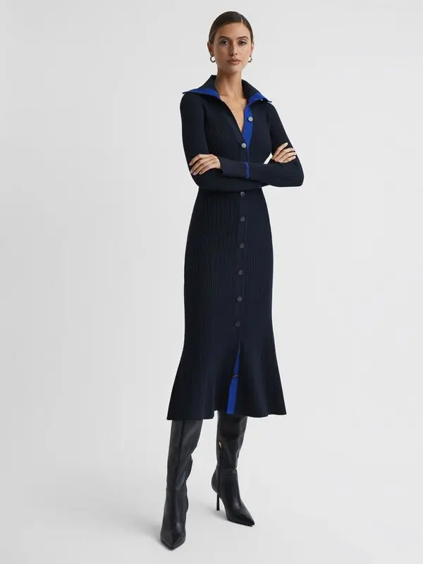Millie Knitted Ribbed Midi Dress
