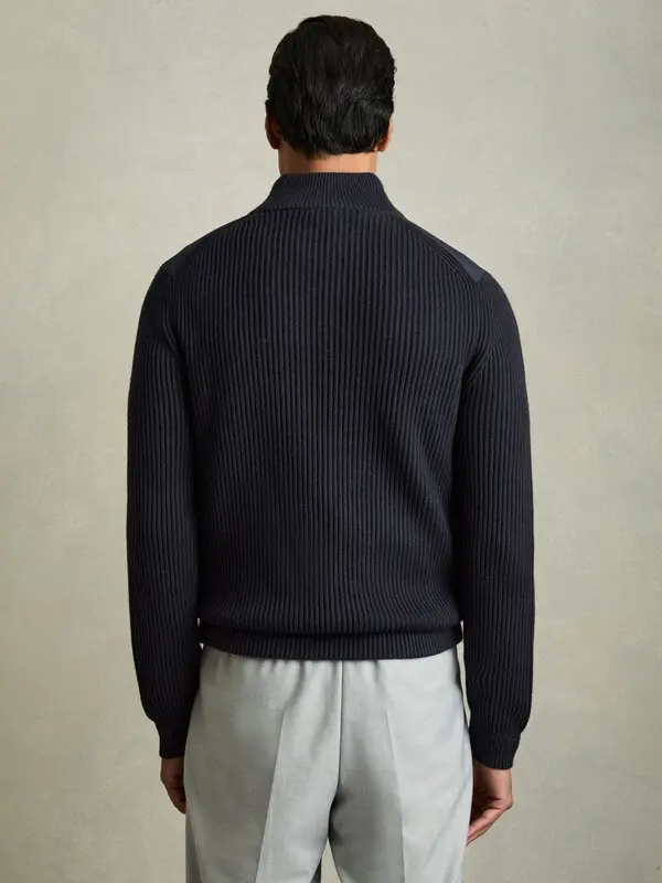 REISS Zip-through Hybrid Jacket - Navy