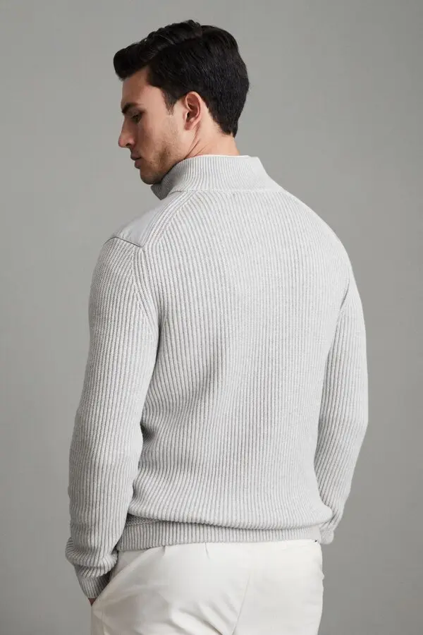 REISS Zip-through Hybrid Jacket - Soft Grey